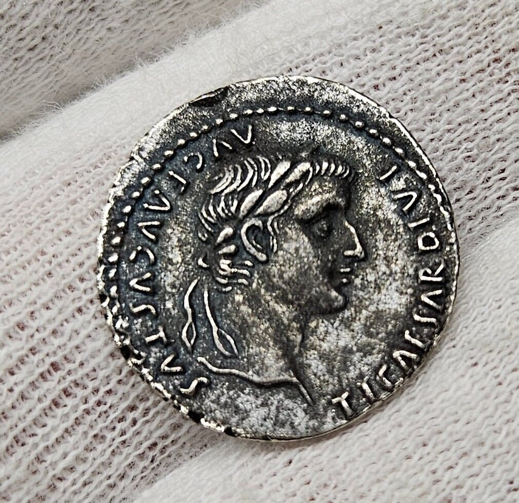 Ancient Roman Denarius Coin of Tiberius, Very Rare Silver Plated Coin ...