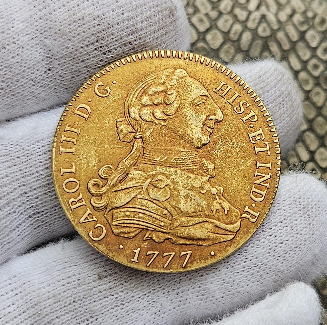 Spain Coin 8 Escudos 1777 Carlos III Escudo Espańol Moneda De Coleccion ...