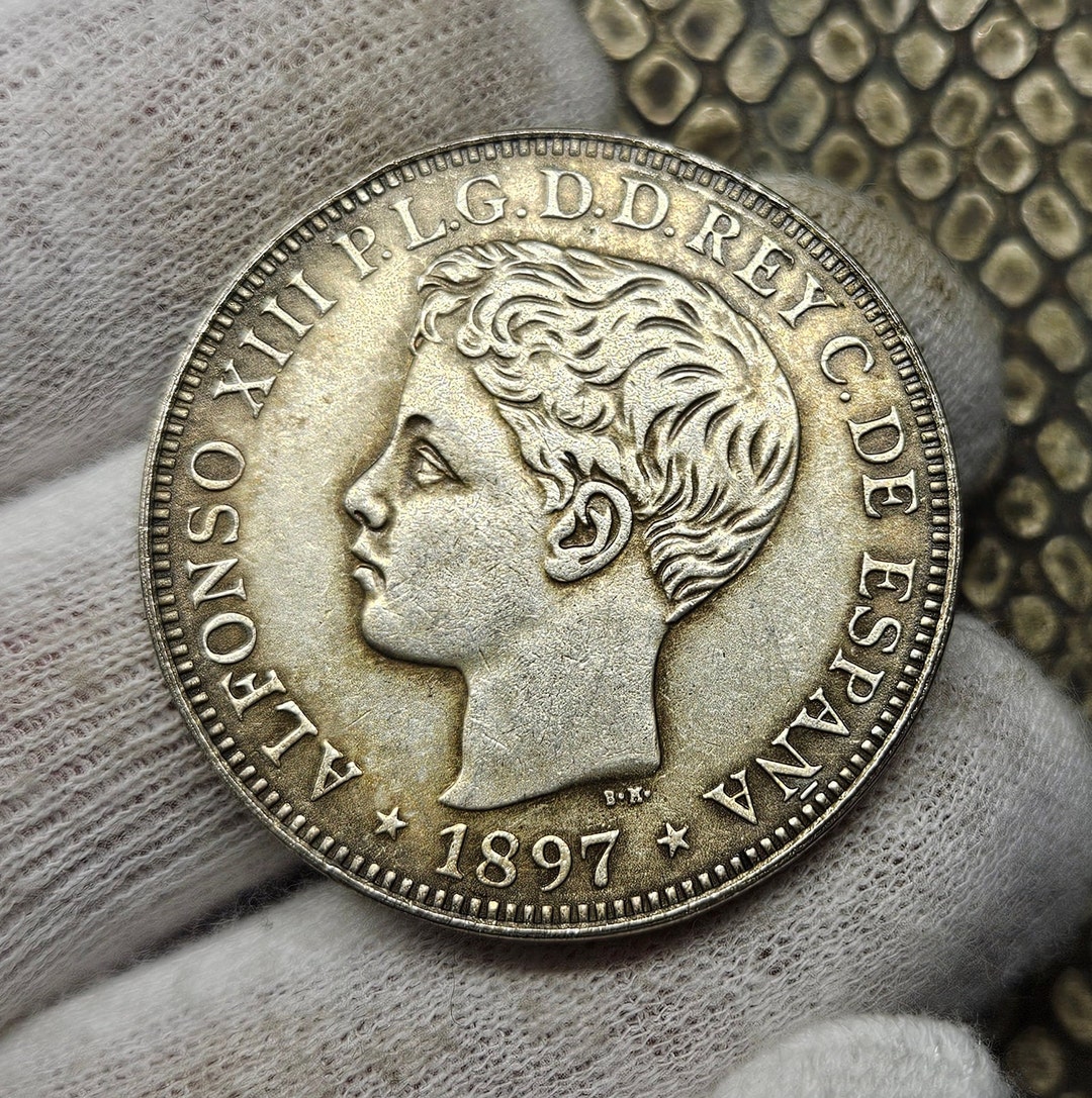 One Peso Philippine Islands 1897 Alfonso XIII Spanish Coin Colonial ...