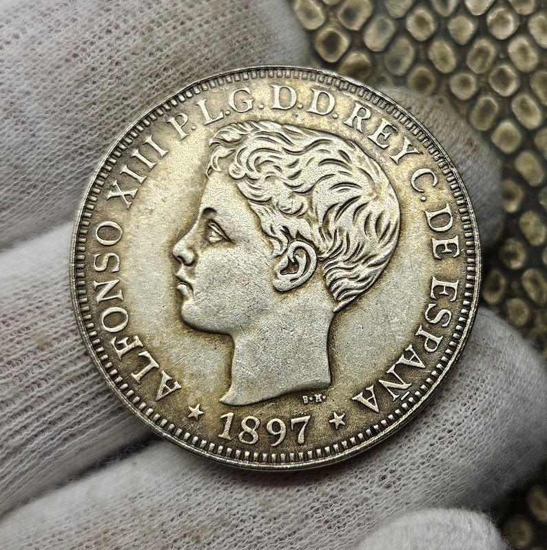 One Peso Philippine Islands 1897 Alfonso XIII Spanish Coin Colonial ...