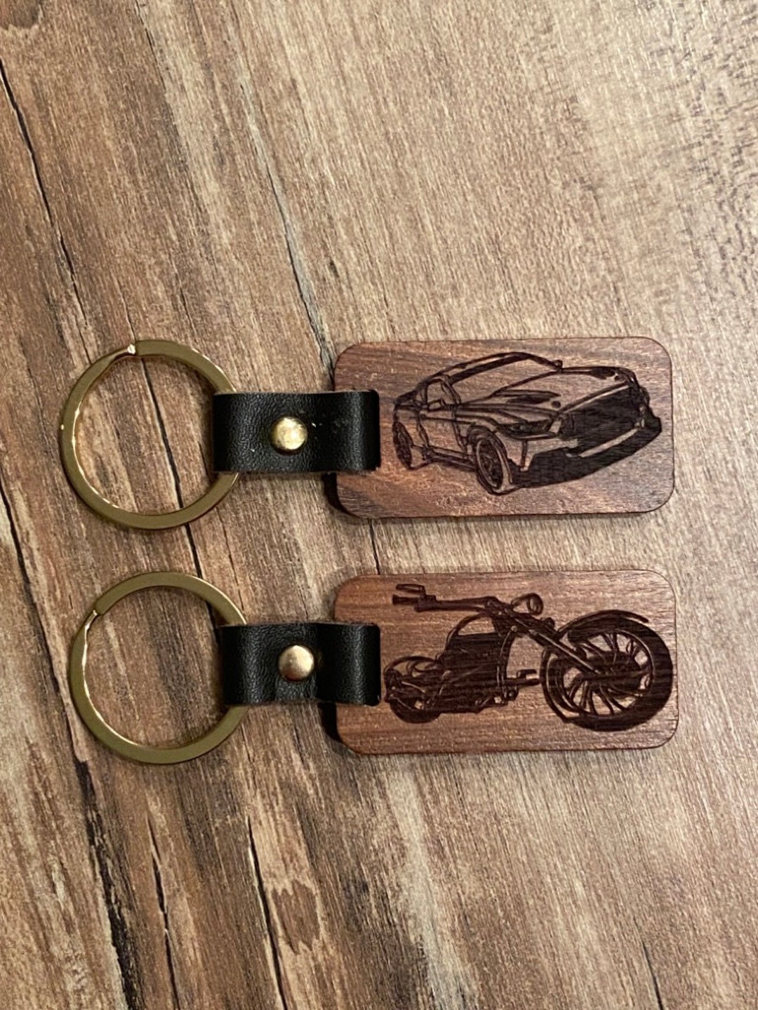 Motorcycle, Mustang, Harley Davidson Key Ring Wood With Text of Your ...