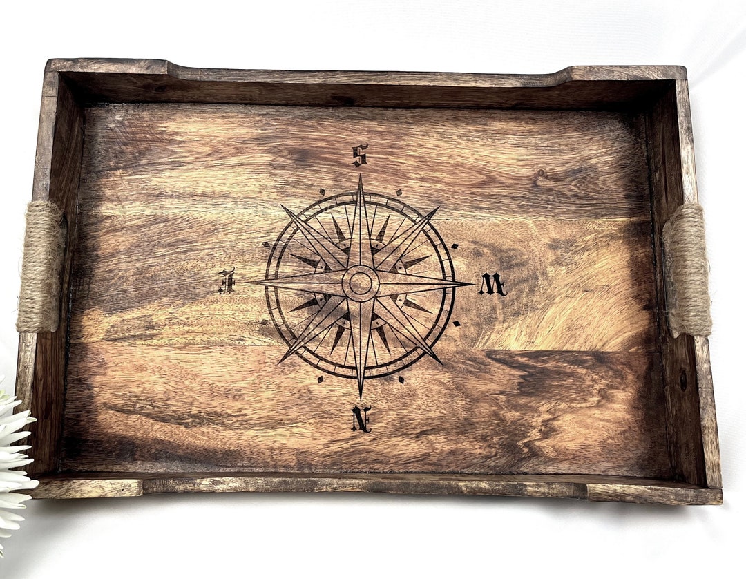 Vintage Tray / Serving Tray Compass, Wind Rose / Anchor / Unique ...