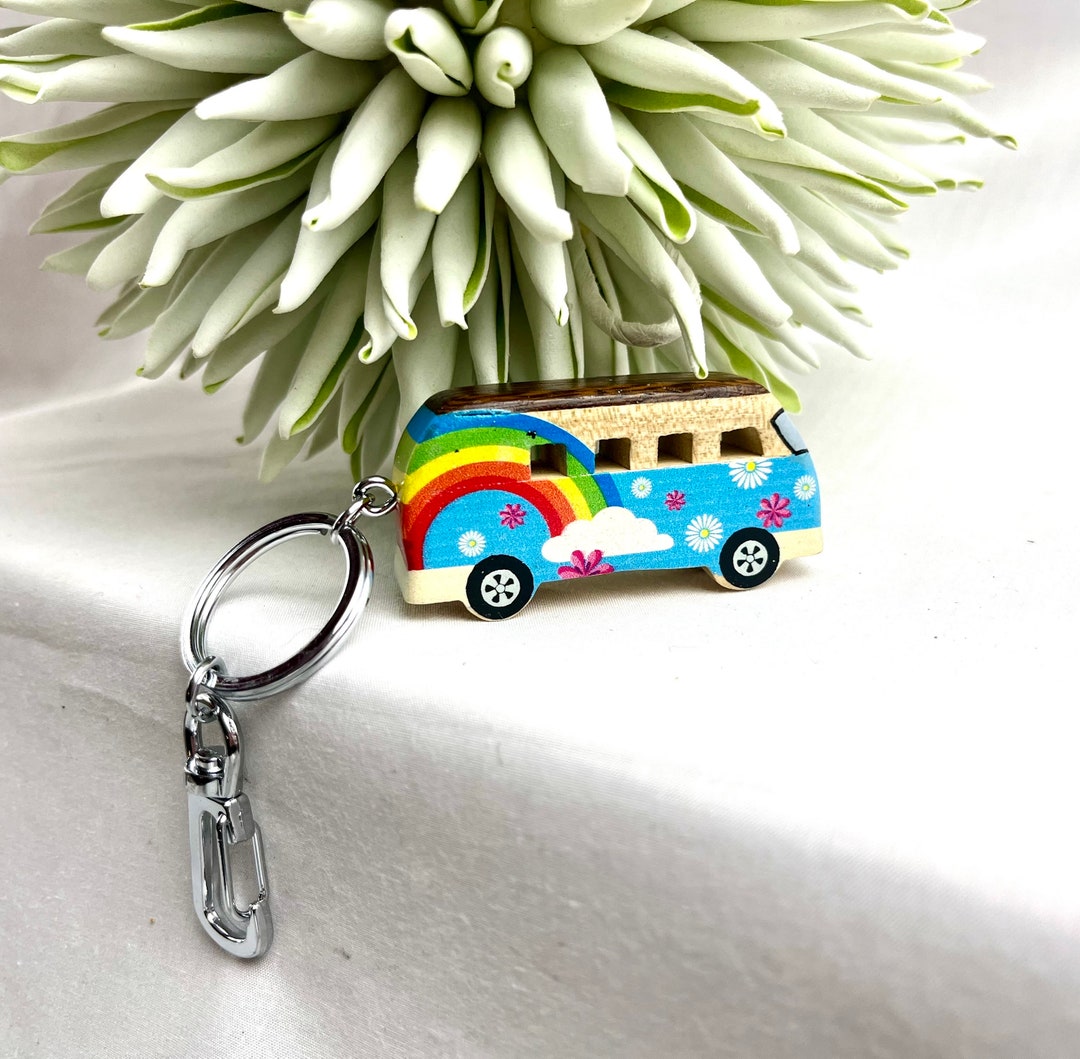 Bulli Keychain Wooden Handmade VW Bus T1 Mercedes Pendant Love Peace ...