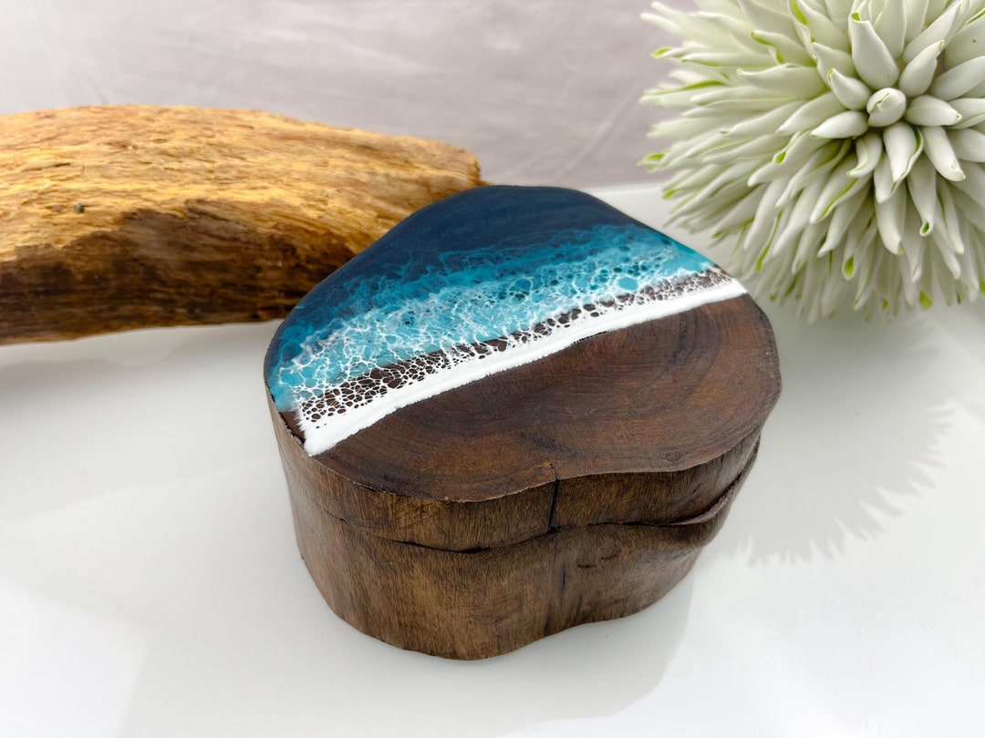 Resin Storage Box Root Wood Unique Beach Sea Waves Epoxy Resin Resin ...