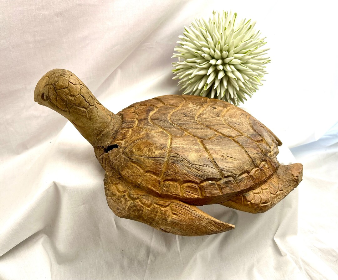 Large Turtle Made of Mango Wood, Handmade, Unique, Water Turtle, Land ...