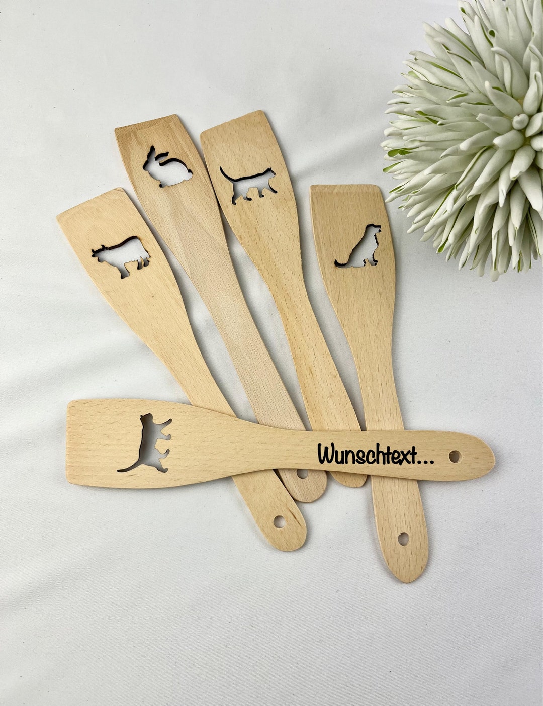 Animals Spatula Wood With Desired Text Wooden Spoon Cooking Spoon With ...