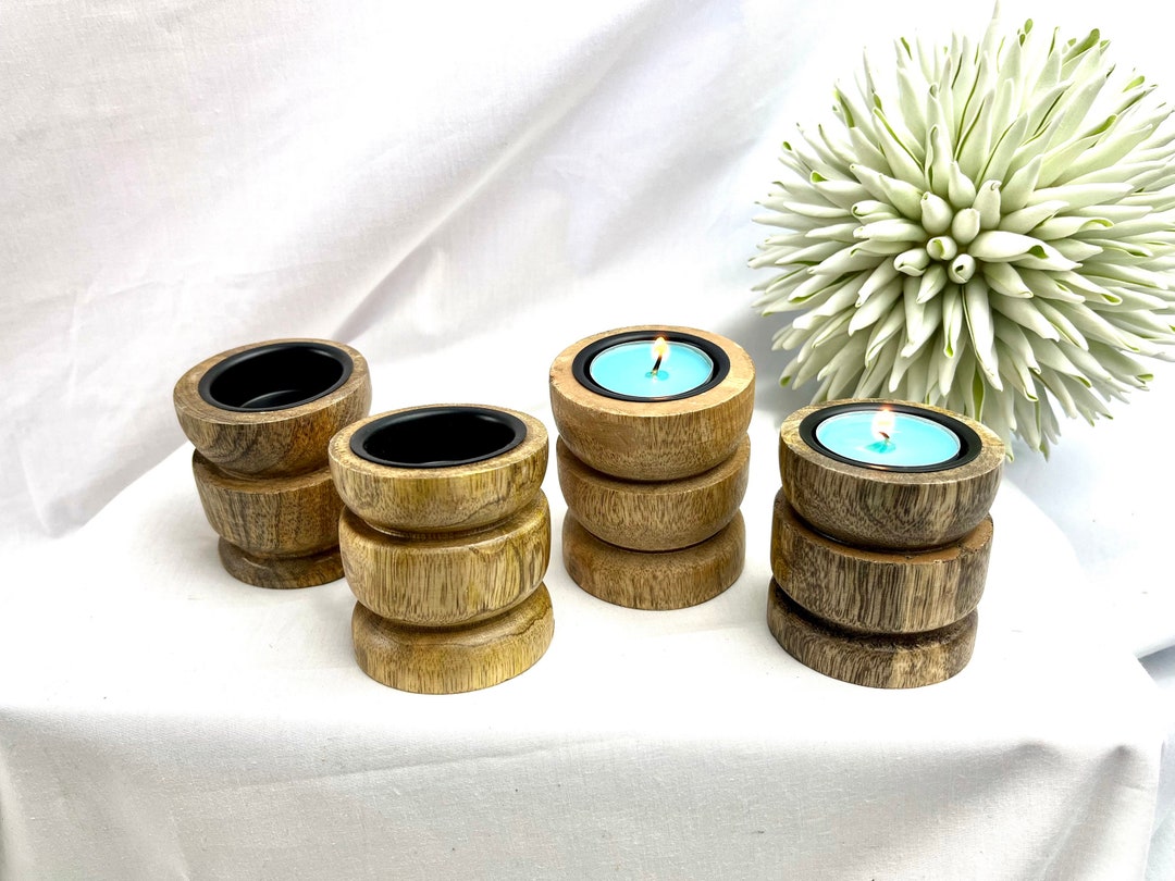 Tealight Holder Candlestick Mango Wood Decorative Handmade Decoration ...