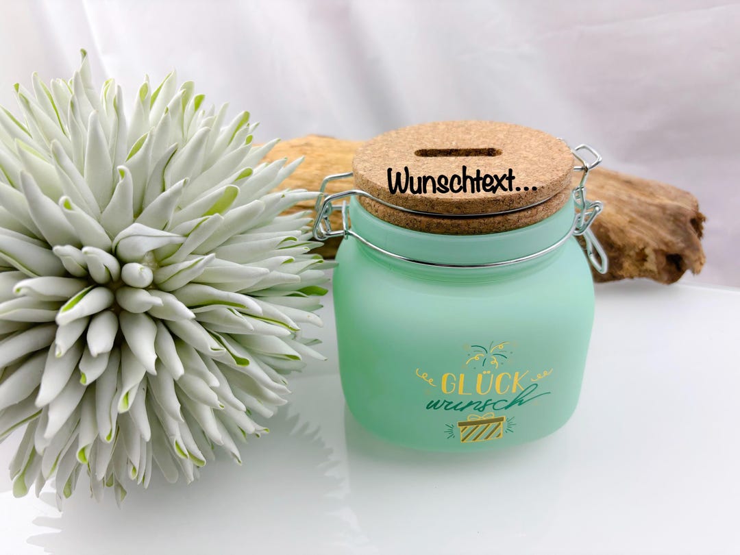 Saving Glass Money Box Congratulations With Desired Text Personalizable ...