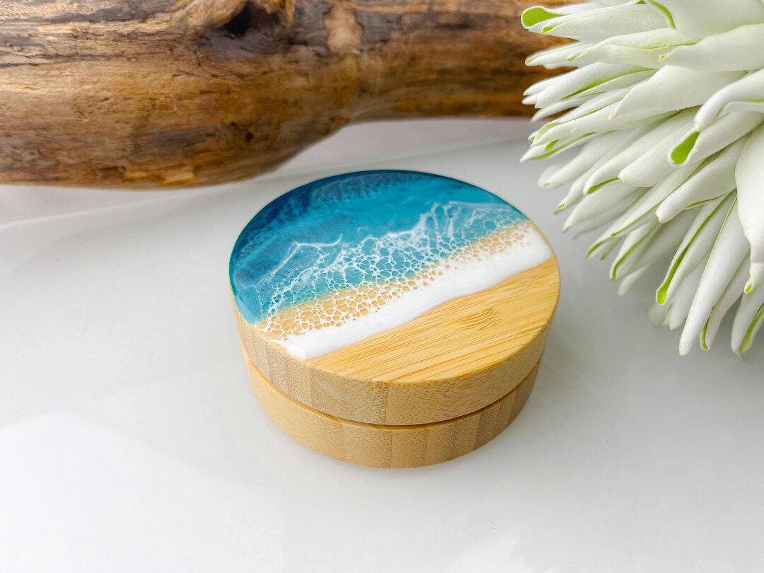 Resin Storage Box Bamboo Wood Unique Beach Sea Waves Epoxy Resin Resin ...