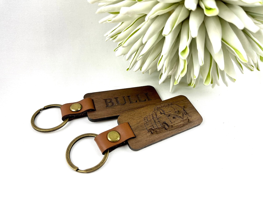 Bulli Key Ring Wood With Desired Text Customizable T1 Bus - Etsy UK