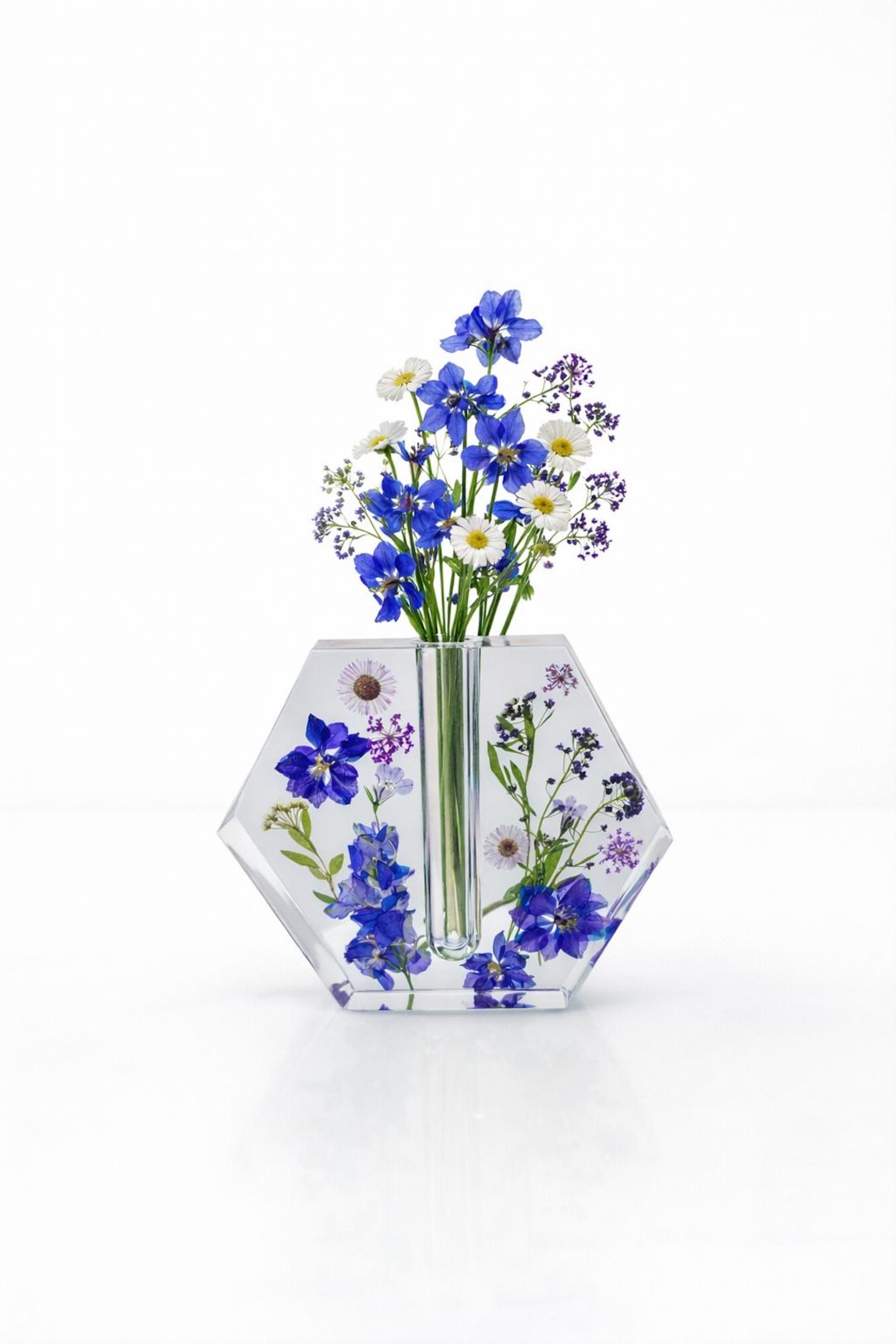 Epoxy Resin Vase With Real Dried Flowers, Unique Resin Piece, Handmade ...