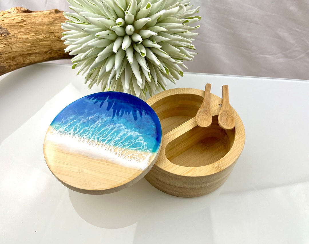 Resin Spice Box Salt Pepper Barrel Bamboo Wood/ Unique, Beach, Sea ...