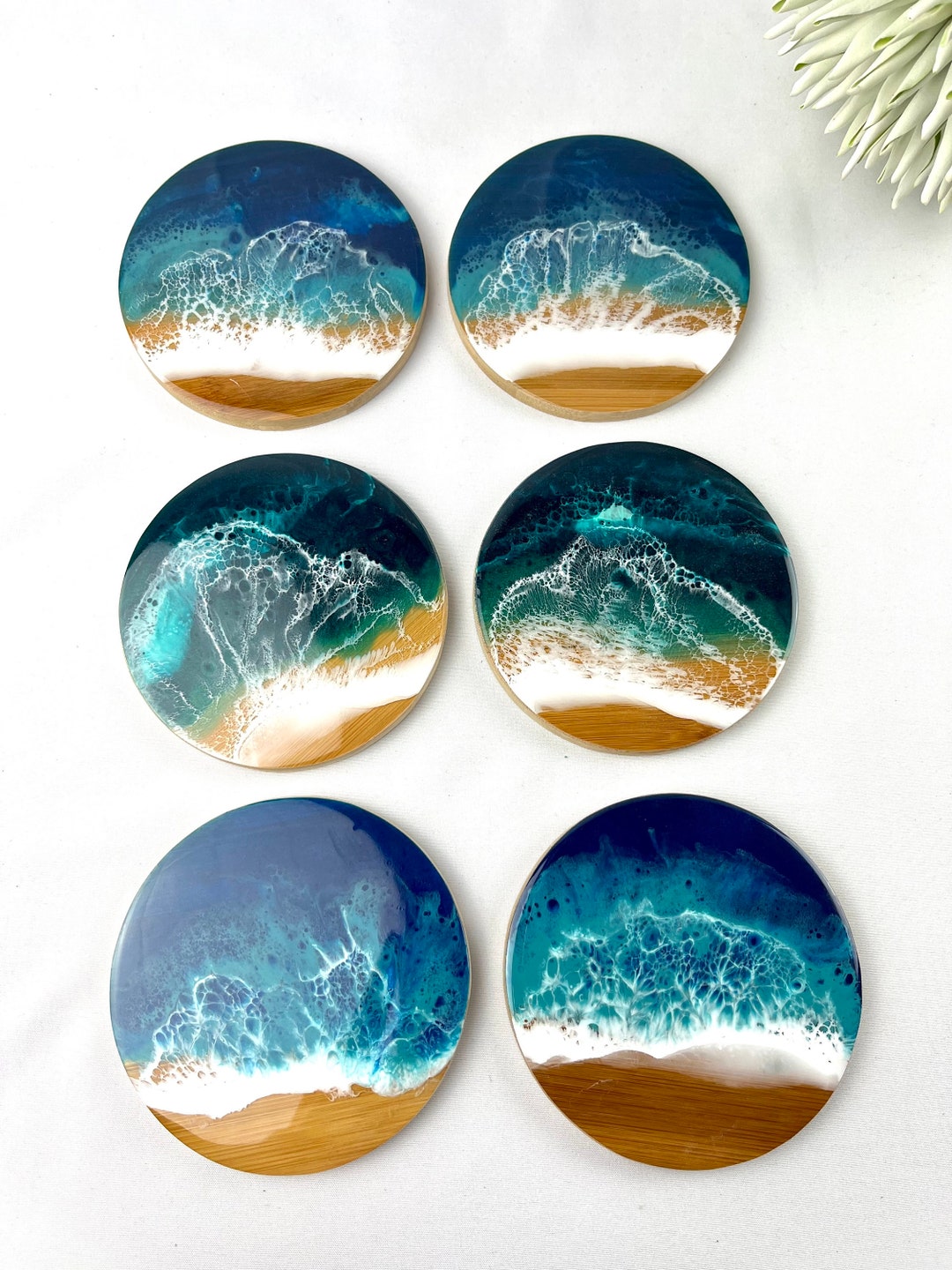 Resin Coasters Set of 2, Made of Bamboo Wood/ Glass Coasters / Unique ...