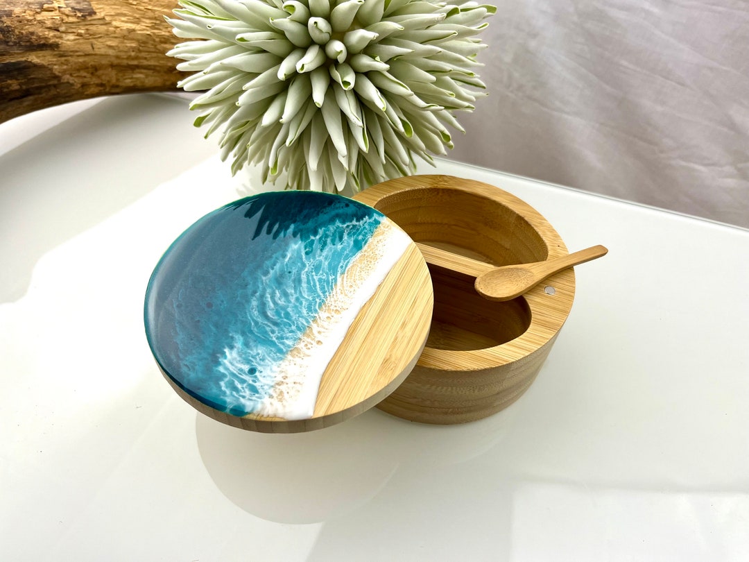 Resin Spice Box Salt Pepper Barrel Bamboo Wood/ Unique, Beach, Sea ...