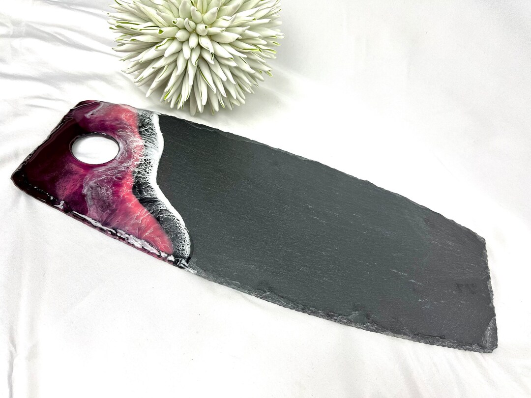 Resin Slate Serving Platter / Unique / Beach Sea Waves Epoxy Resin ...