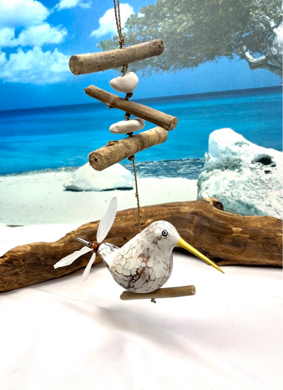 Seagull Wind Chime With Moving Feathers as Tail, Fluttering Gull ...