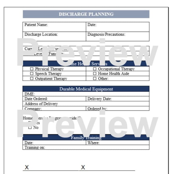 Discharge Planning Worksheet - Etsy