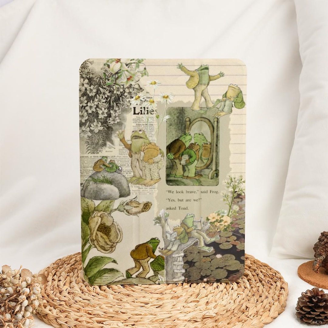 Frog Retro Collage Cute iPad Case With Pencil Holder for 2024 New Air 6 ...