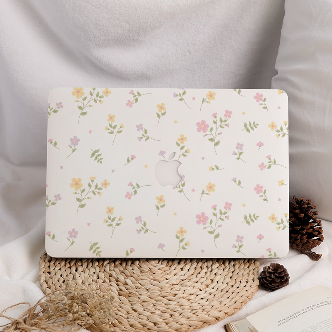 Cute Floral Simple MacBook Protective Case Mac Laptop Cover for 2025 M4 ...