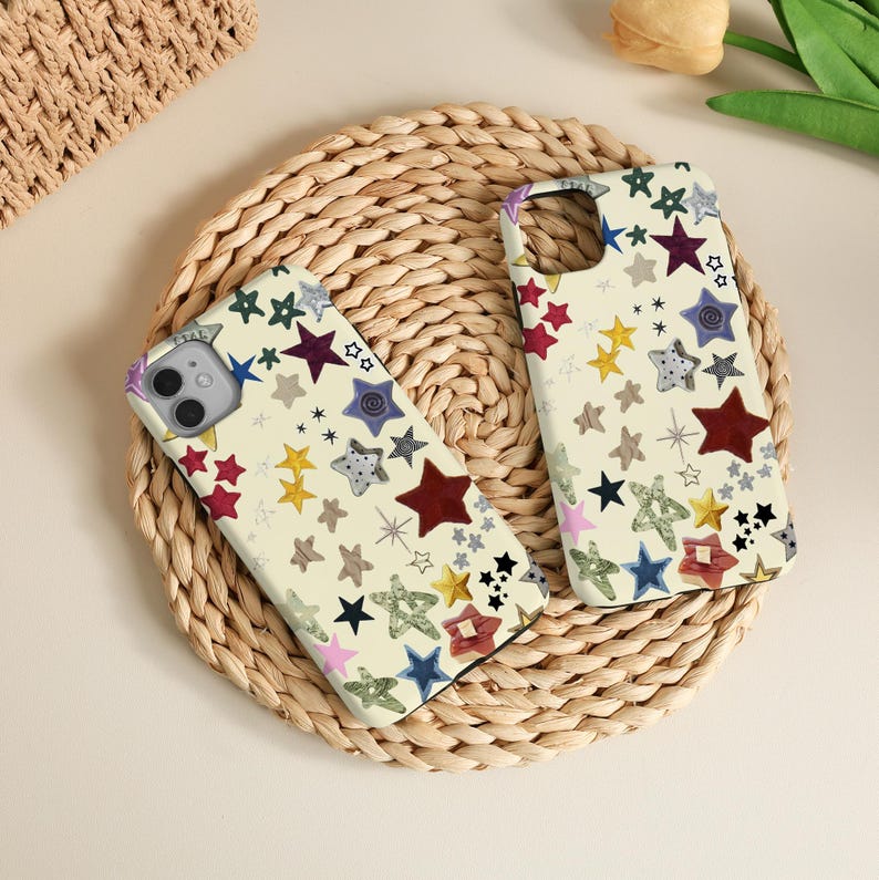 Retro Stars Pattern Phone Case Slim/tough Cover for iPhone 17 16 15 14 ...