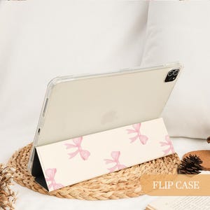 Cute Pink Bows Simple iPad Case With Pencil Holder for 2024 Air 6 Air 4 ...