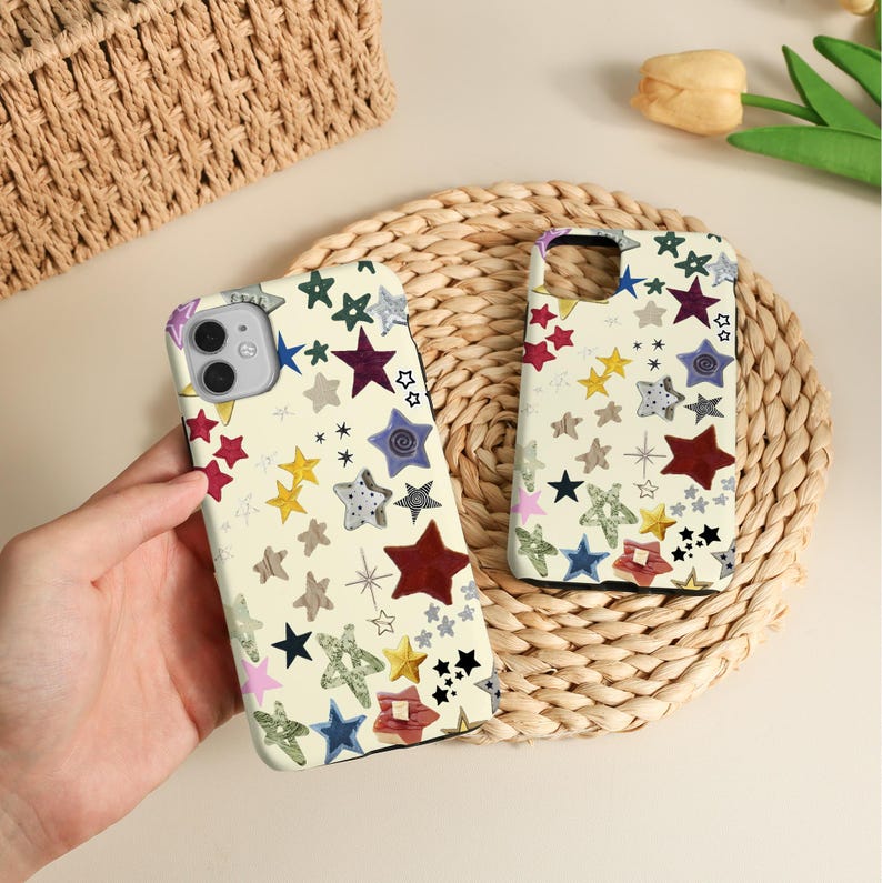 Retro Stars Pattern Phone Case Slim/tough Cover for iPhone 17 16 15 14 ...