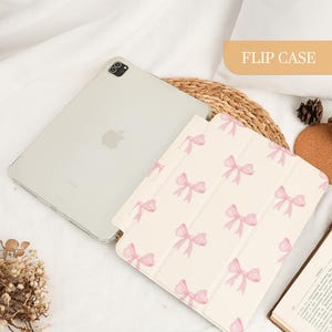 Cute Pink Bows Simple iPad Case With Pencil Holder for 2024 Air 6 Air 4 ...