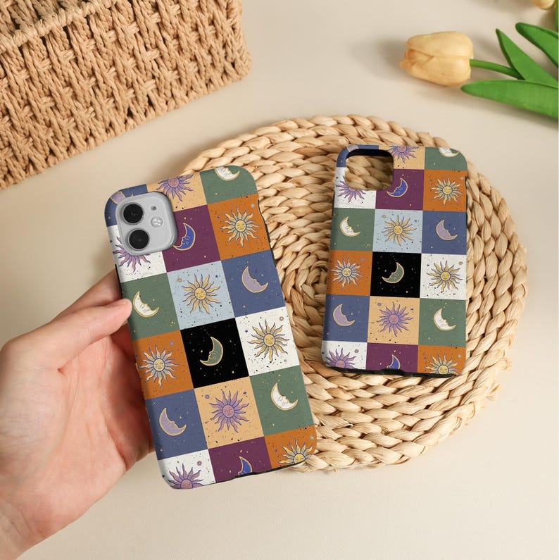 Retro Sun Moon Pattern Phone Case Tough Cover for iPhone 17 Pro Max ...