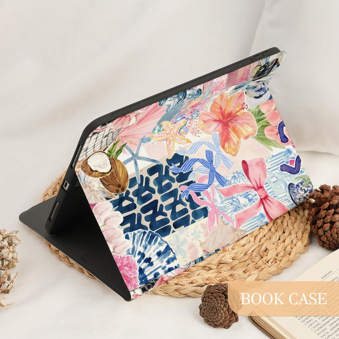 Bows Flowers Collage Aesthetic iPad Case With Pencil Holder for 2024 ...