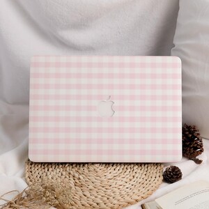 Pink White Plaid Simple MacBook Protective Case Laptop Cover for 2026 ...