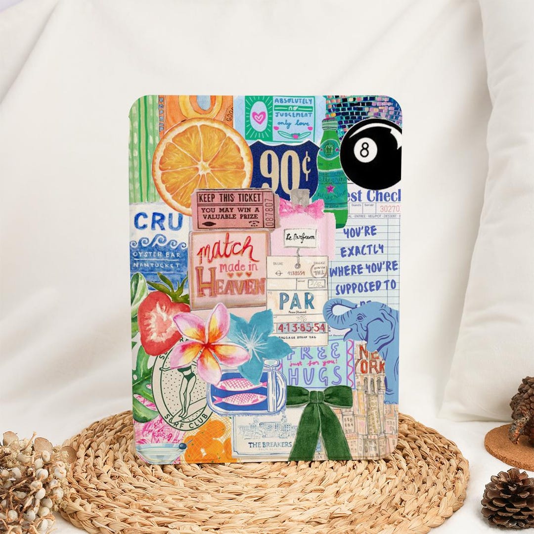 Retro Collage Scrapbook iPad Case With Pencil Holder for 2024 Air 6 Air ...