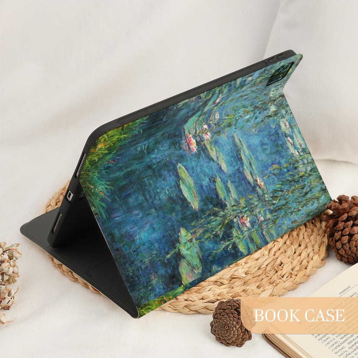 Water Lily Oil Painting iPad Case With Pencil Holder Cover for 2025 Air ...