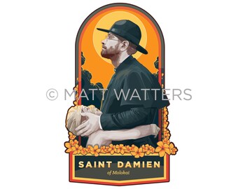 St. Damien of Molokai Art Print, Catholic Patron Saint - Etsy