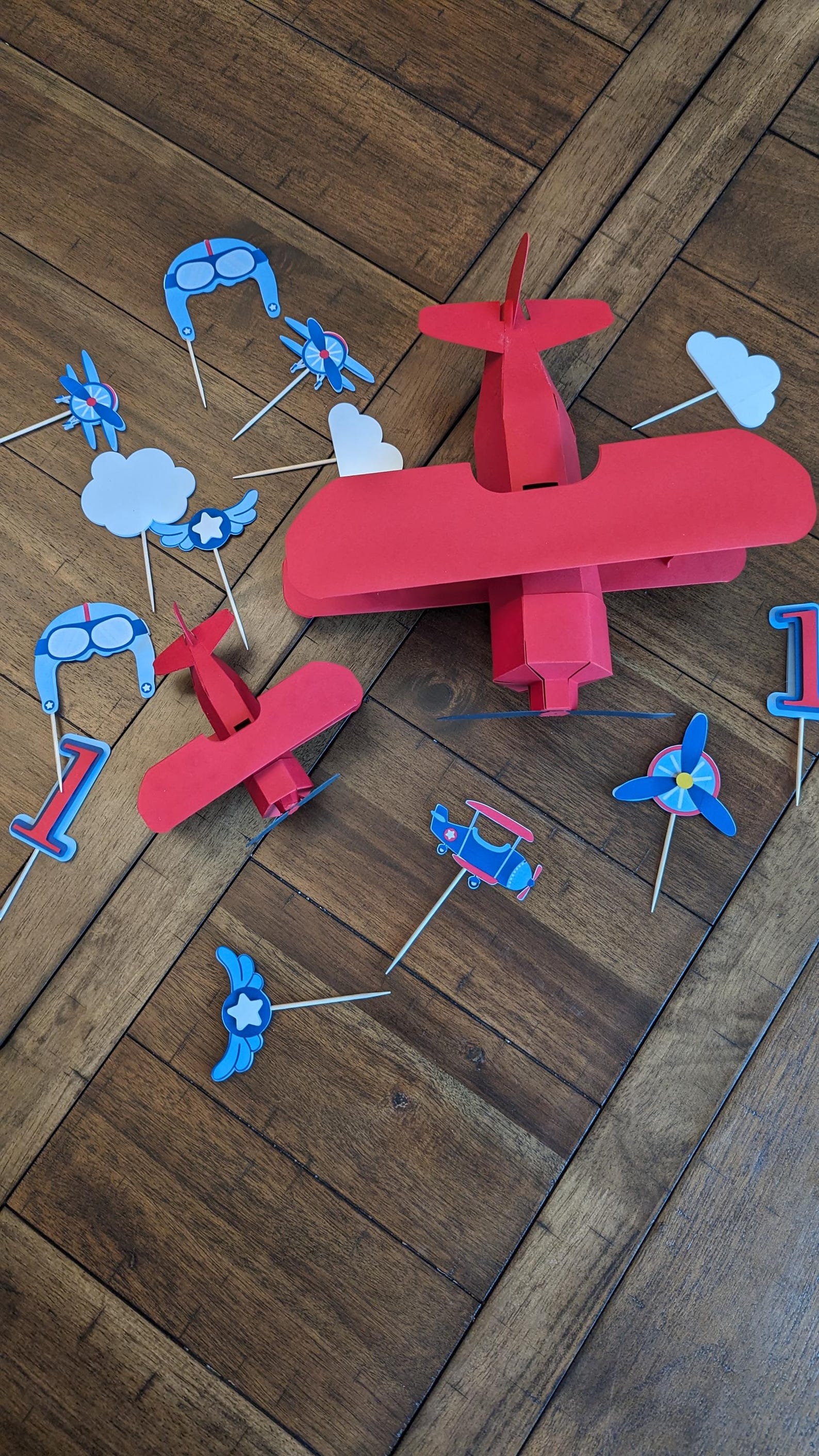 Time Files Theme 3D Vintage Plane Cake Topper, Cardstock Plane ...