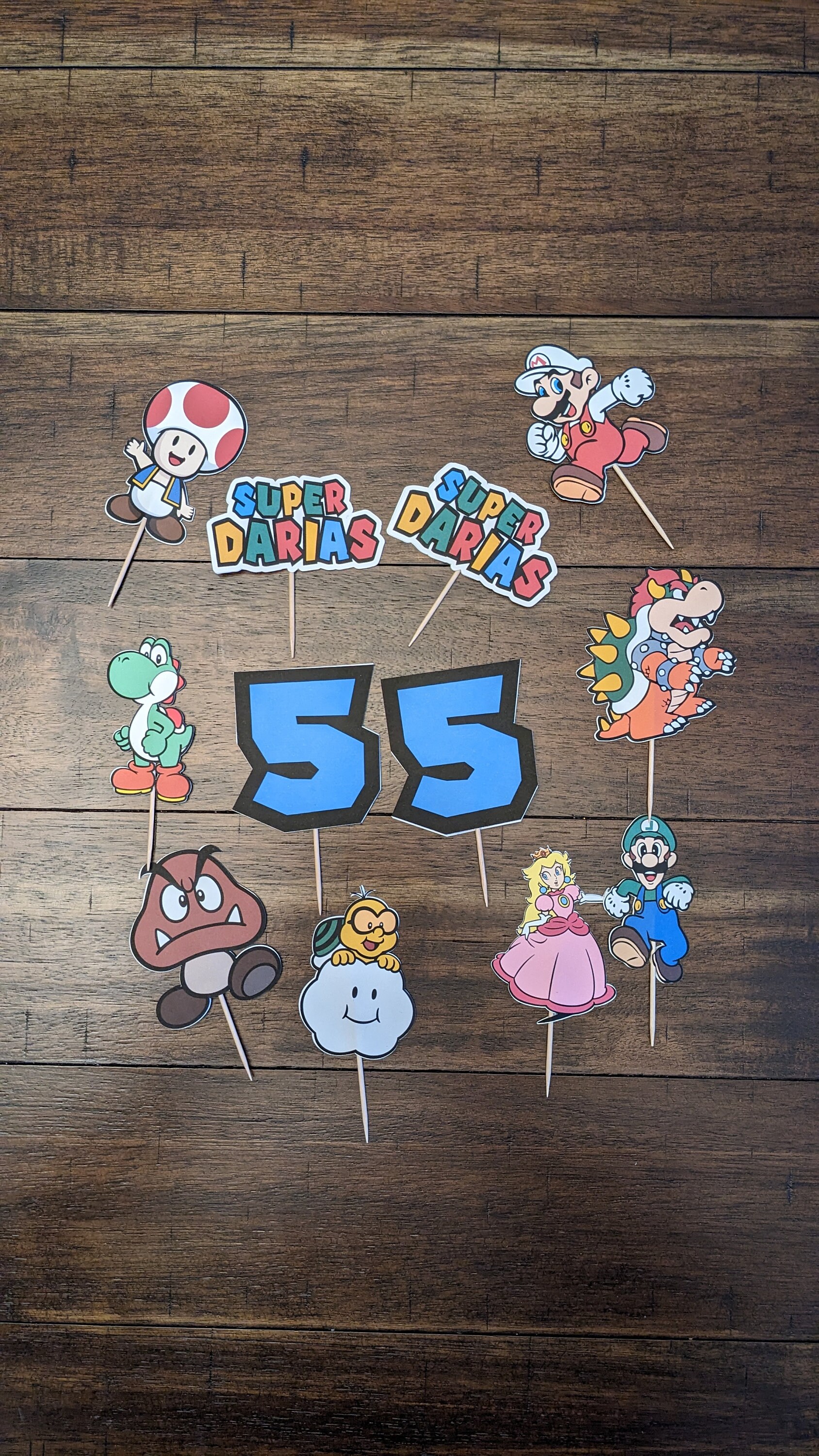 Super Mario Themed Birthday Banner, Cake Topper, Cupcake Topper, 3-D ...