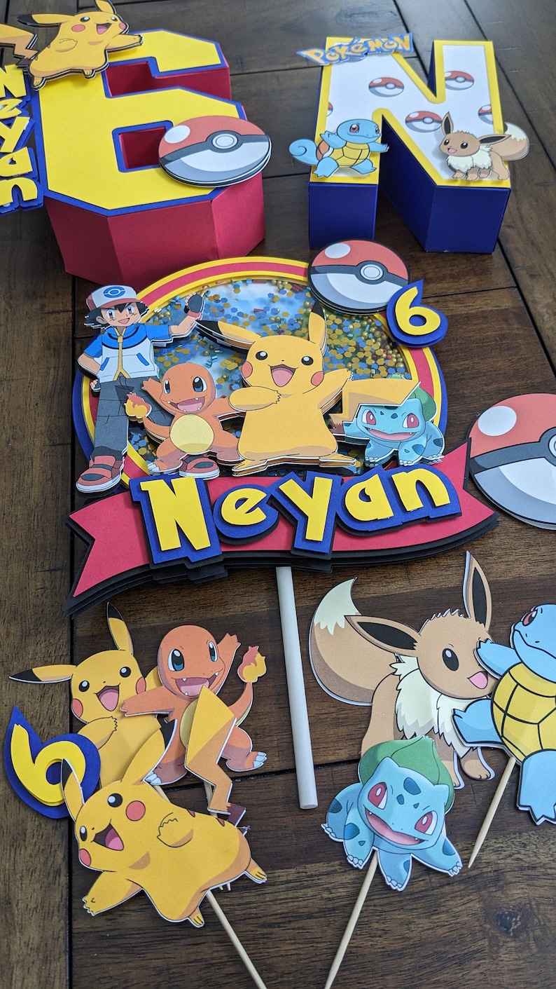 Pokemon Birthday Banner, Cake Topper, Cupcake Topper, 3-D Letters ...