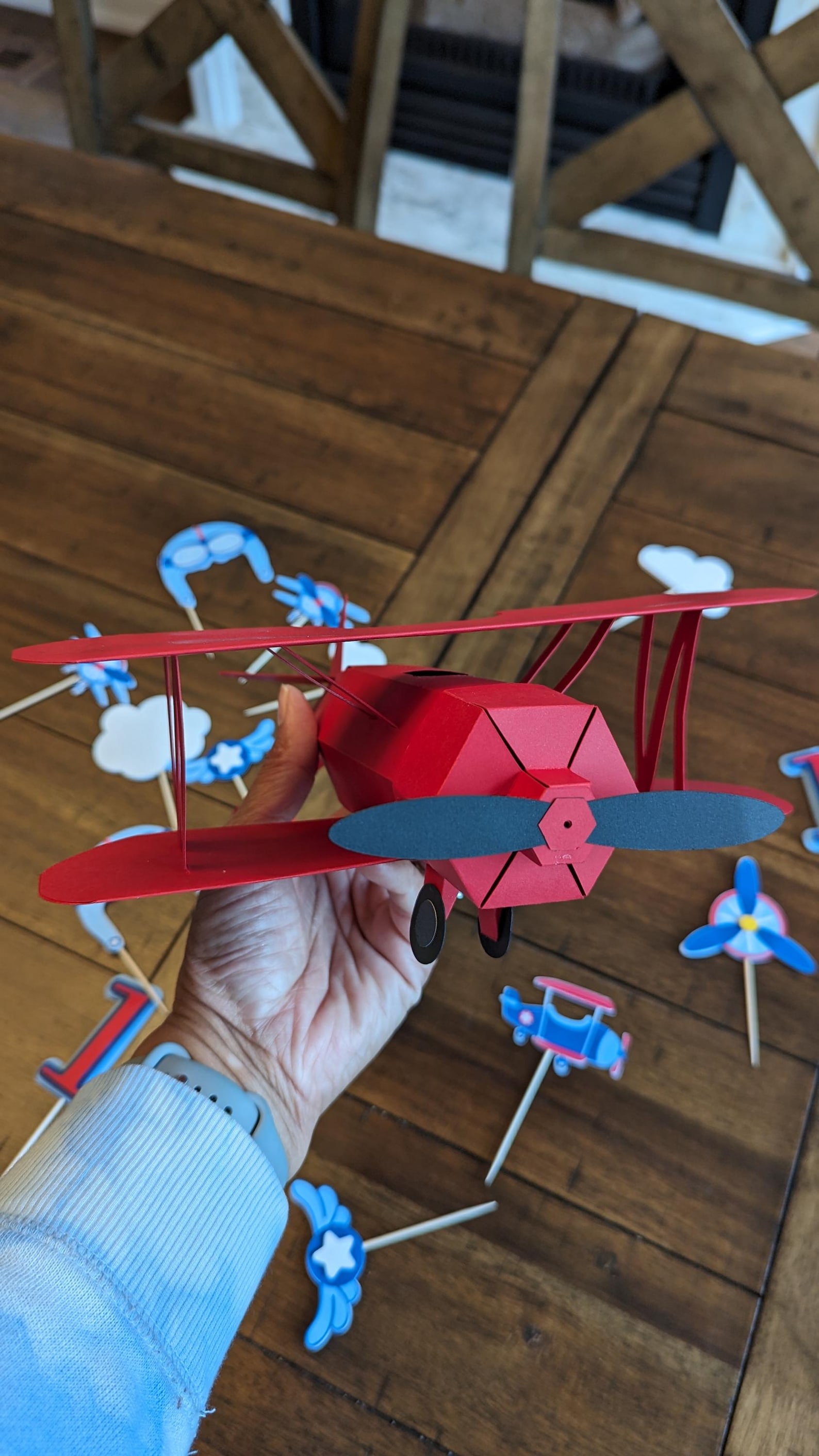 Time Files Theme 3D Vintage Plane Cake Topper, Cardstock Plane ...
