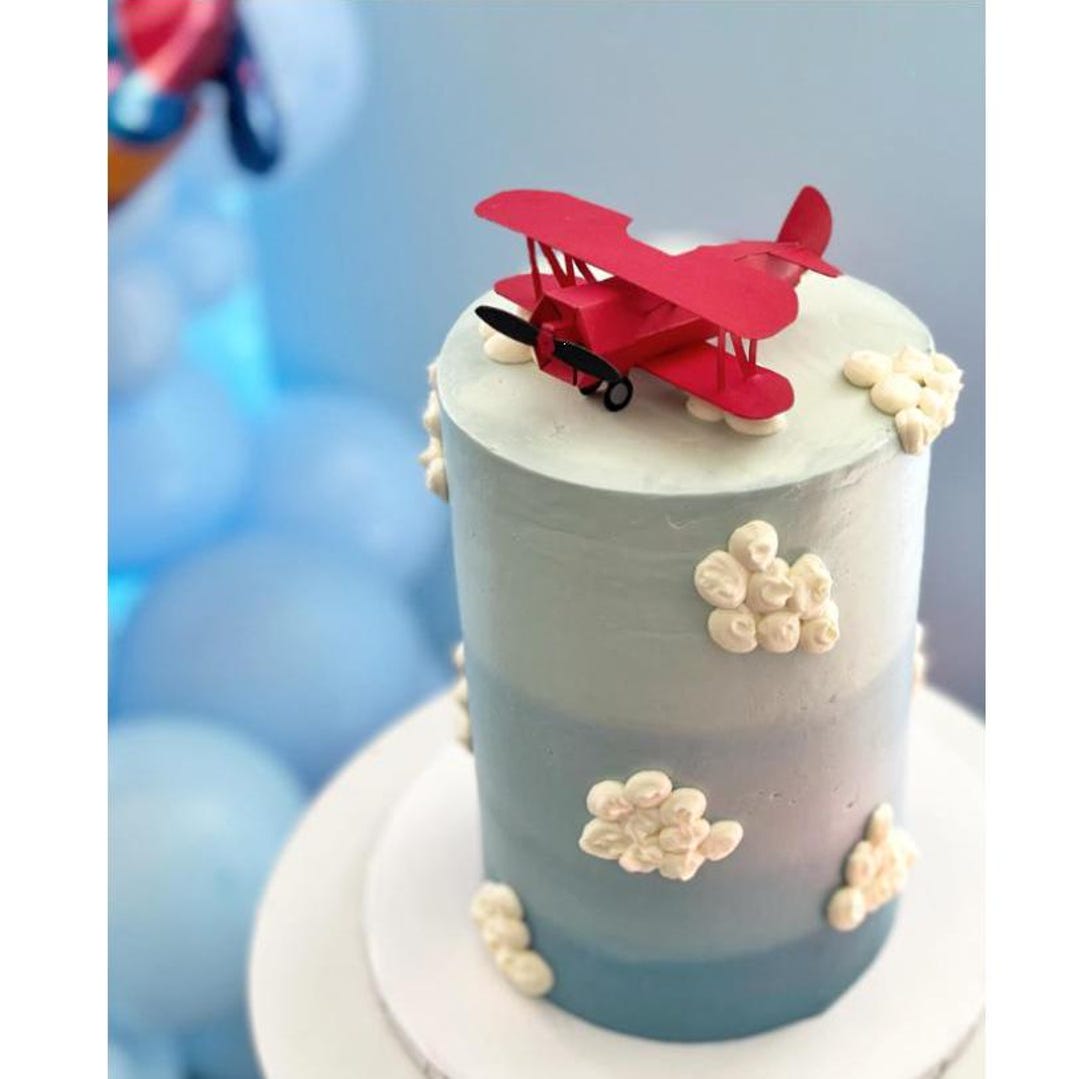 Time Files Theme 3D Vintage Plane Cake Topper, Cardstock Plane ...