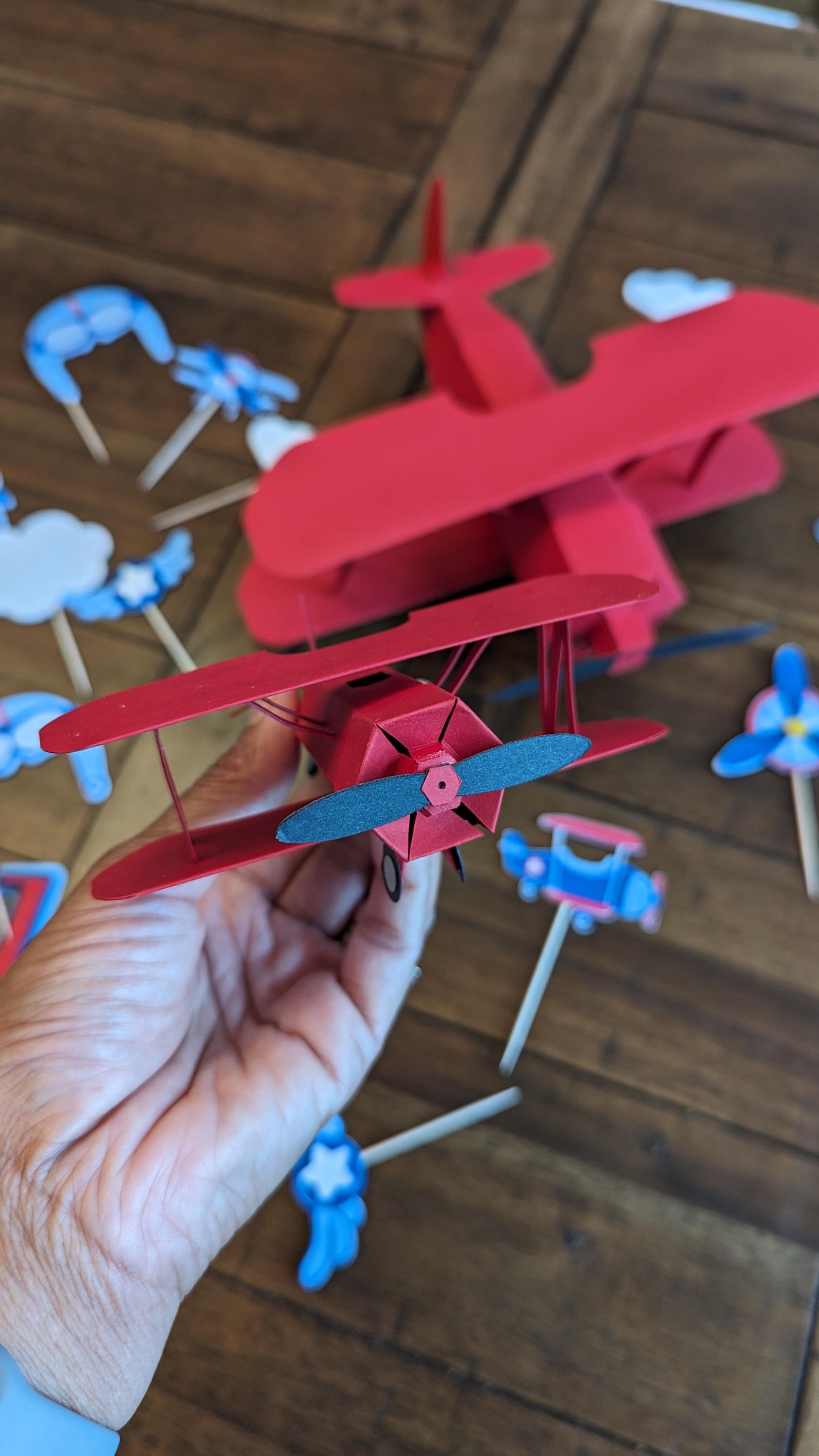 Time Files Theme 3D Vintage Plane Cake Topper, Cardstock Plane ...