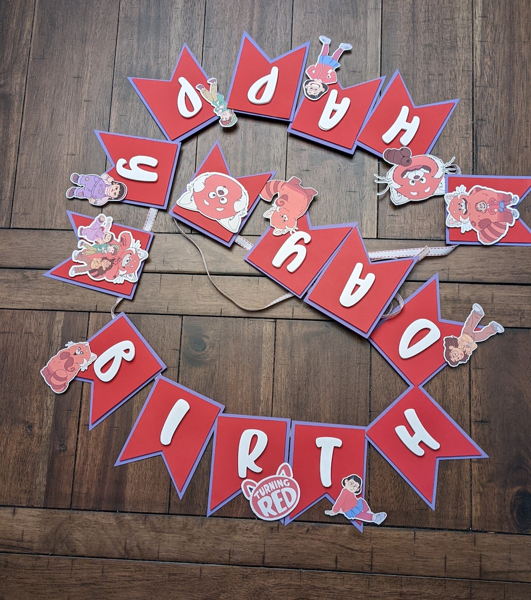 Turning Red Birthday Banner, Cake Topper, Cupcake Topper, Decorations ...
