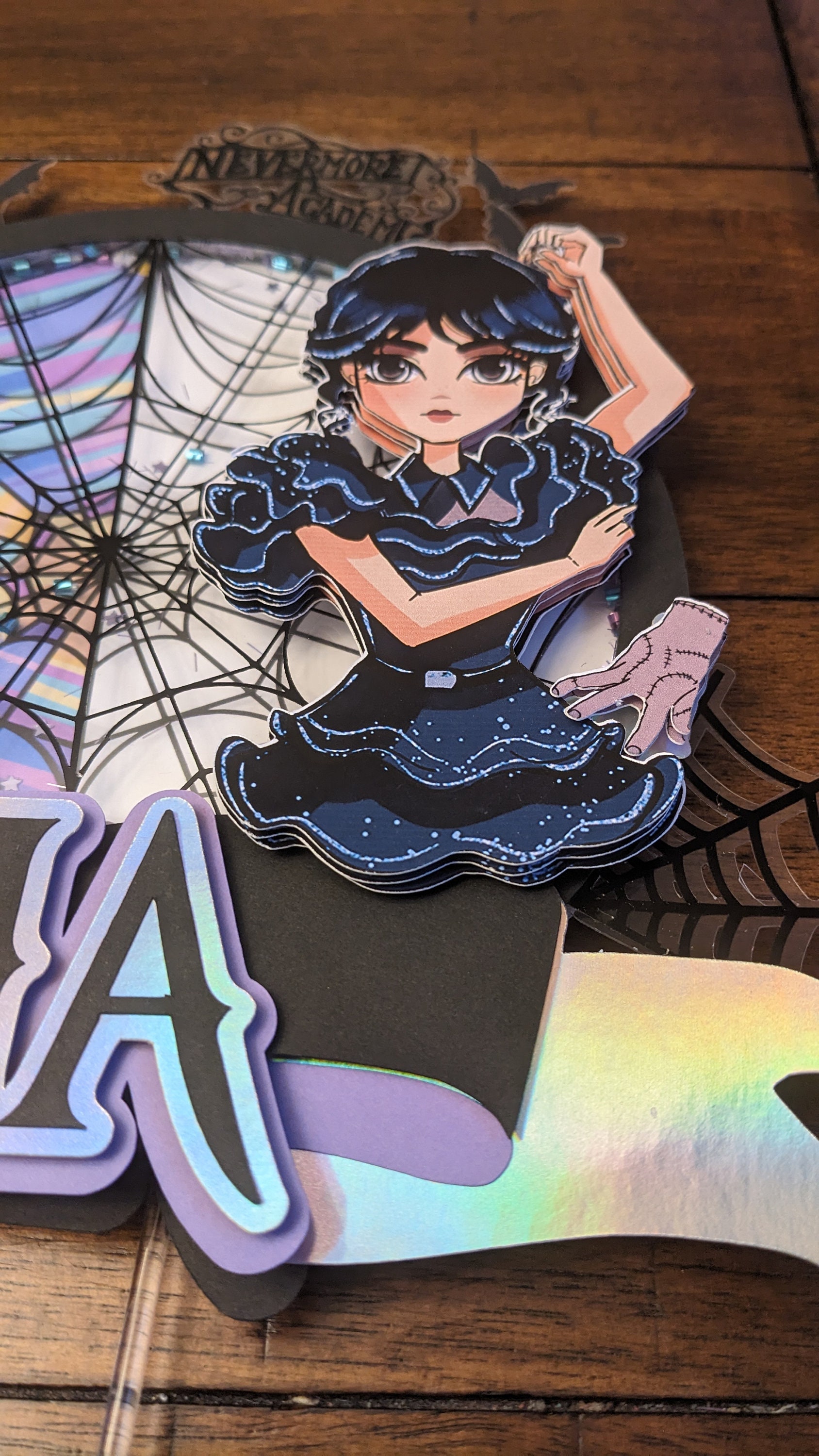 Wednesday Theme Cake Topper, Wednesday Addam Inspired Party Decorations ...