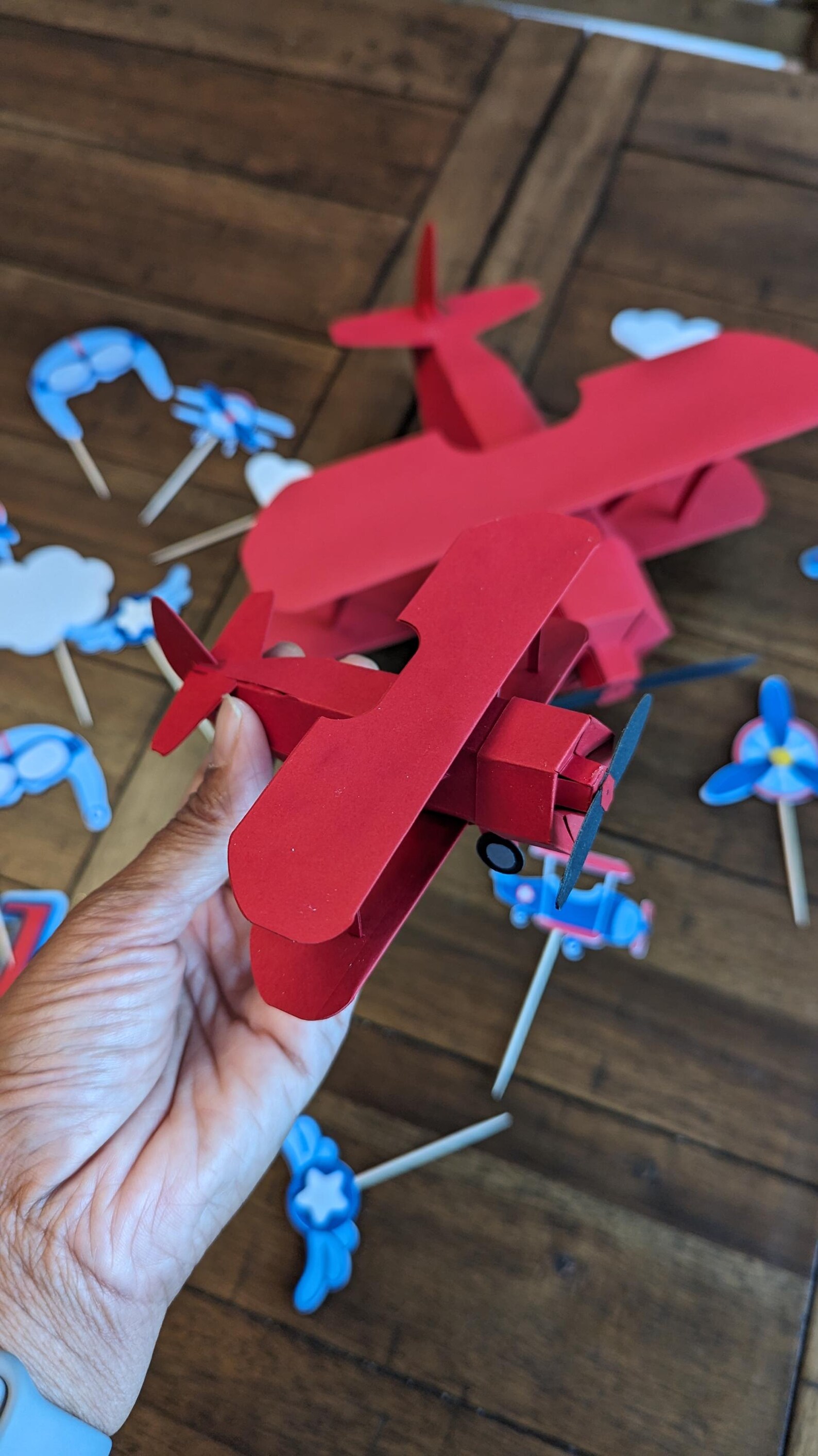 Time Files Theme 3D Vintage Plane Cake Topper, Cardstock Plane ...