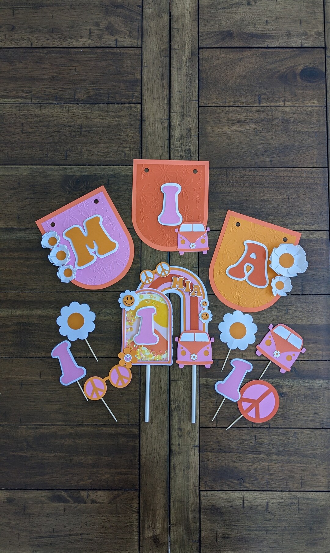Groovy Birthday Banner, Cake Topper, Cupcake Topper, 3-D Letters ...