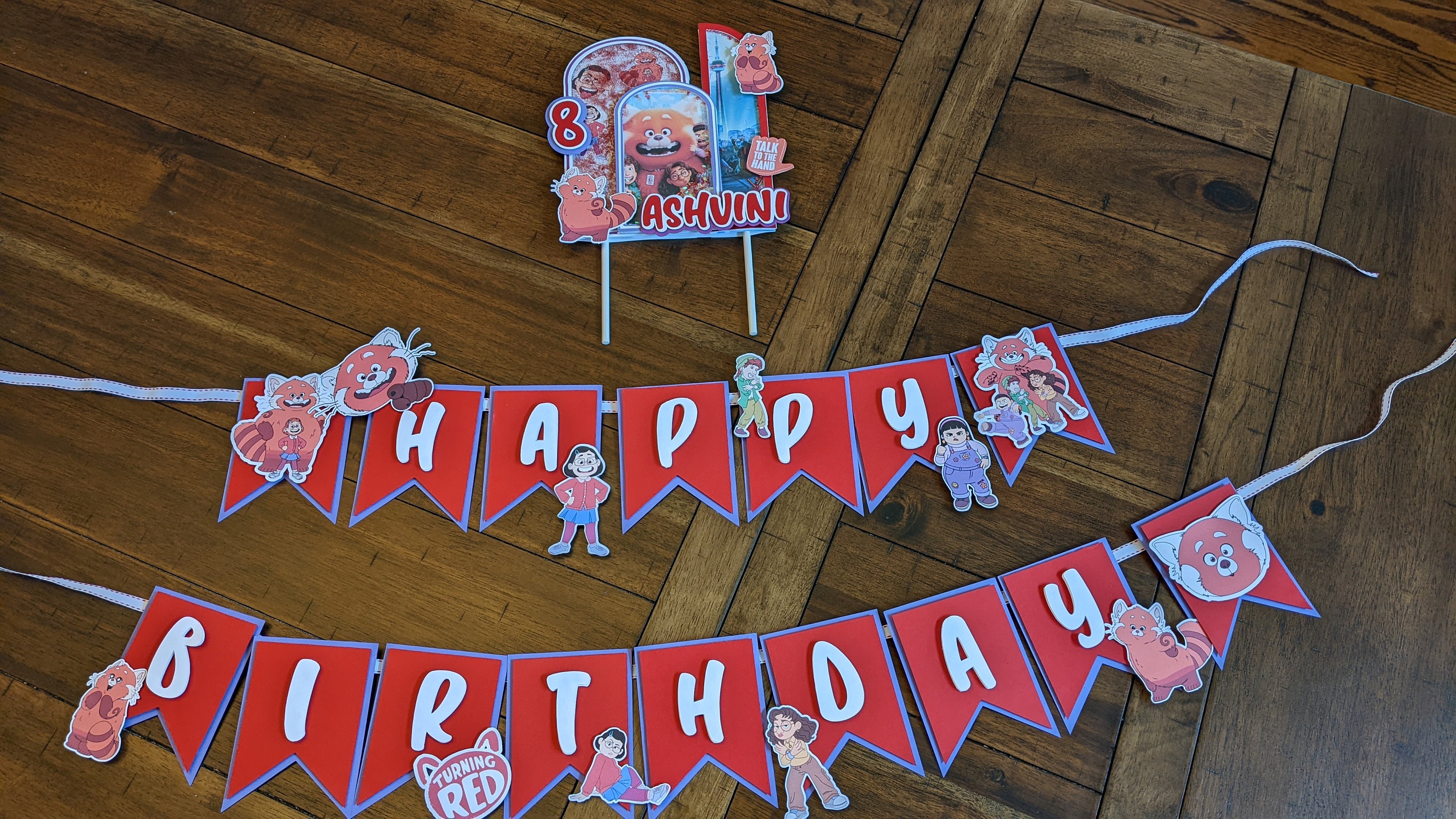 Turning Red Birthday Banner, Cake Topper, Cupcake Topper, Decorations ...