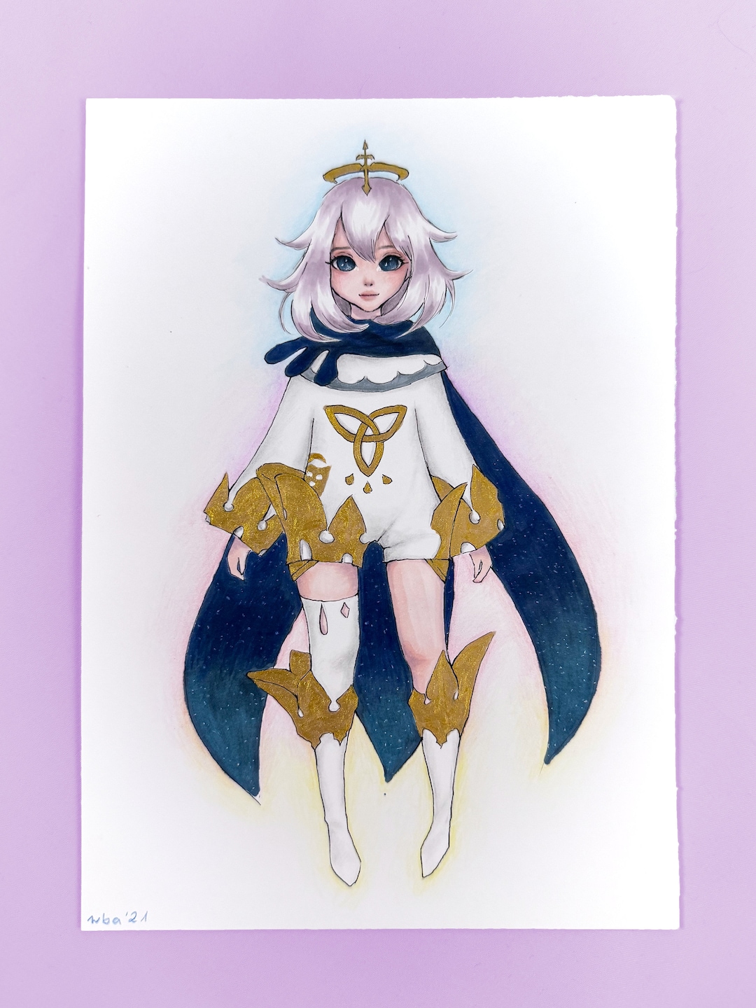 Handmade Paimon Genshin Impact Character Illustration Original Art by ...