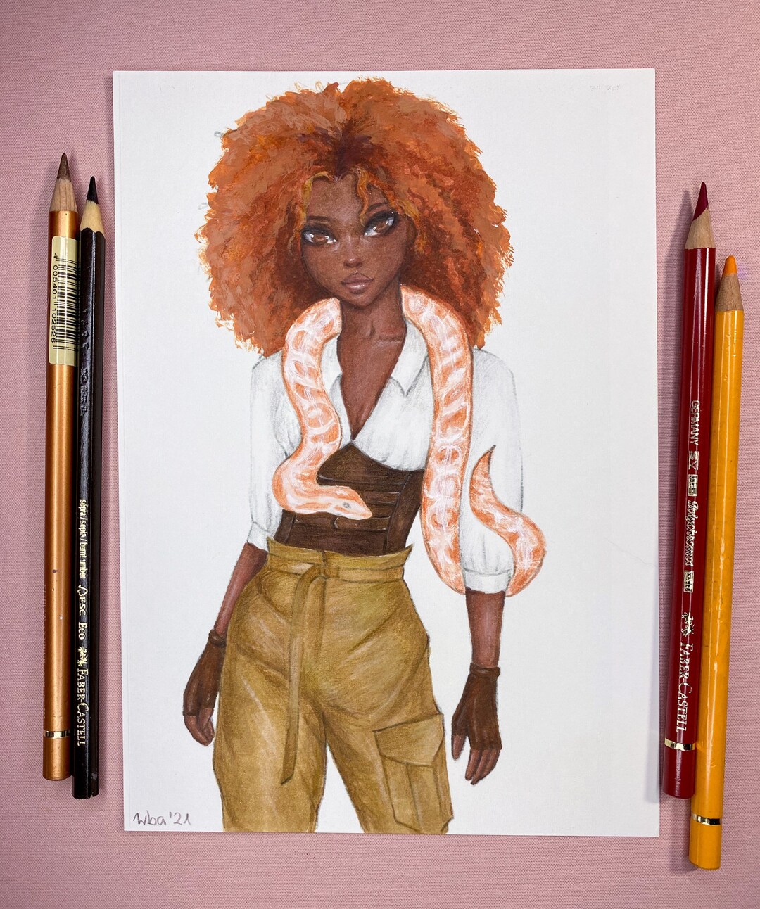 Snake Girl Marker Drawing 21x15cm - Etsy