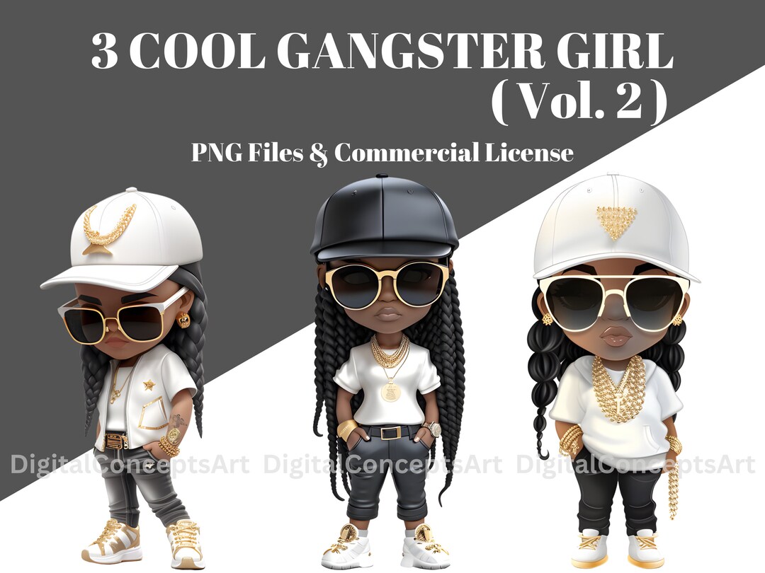 Black Gangster Chibi Girl Clipart Black Chibi Girl, Black Gangster Girl ...