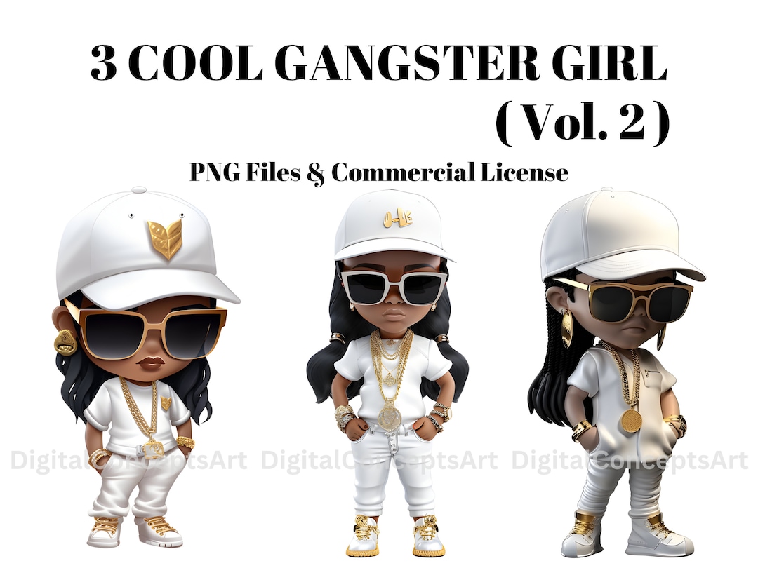 Black Gangster Chibi Girl Clipart Black Chibi Girl, Black Gangster Girl ...