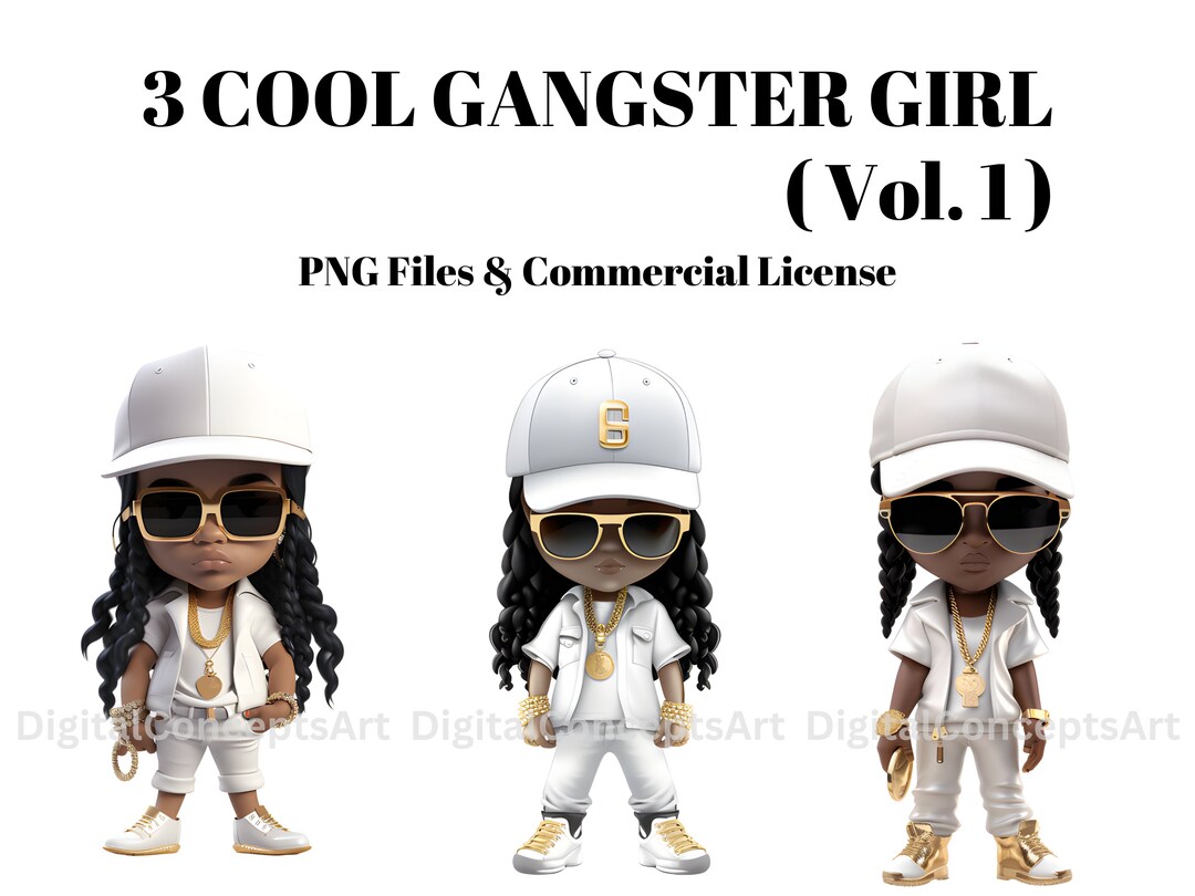Black Gangster Chibi Girl Clipart Black Chibi Girl, Black Women Fashion ...