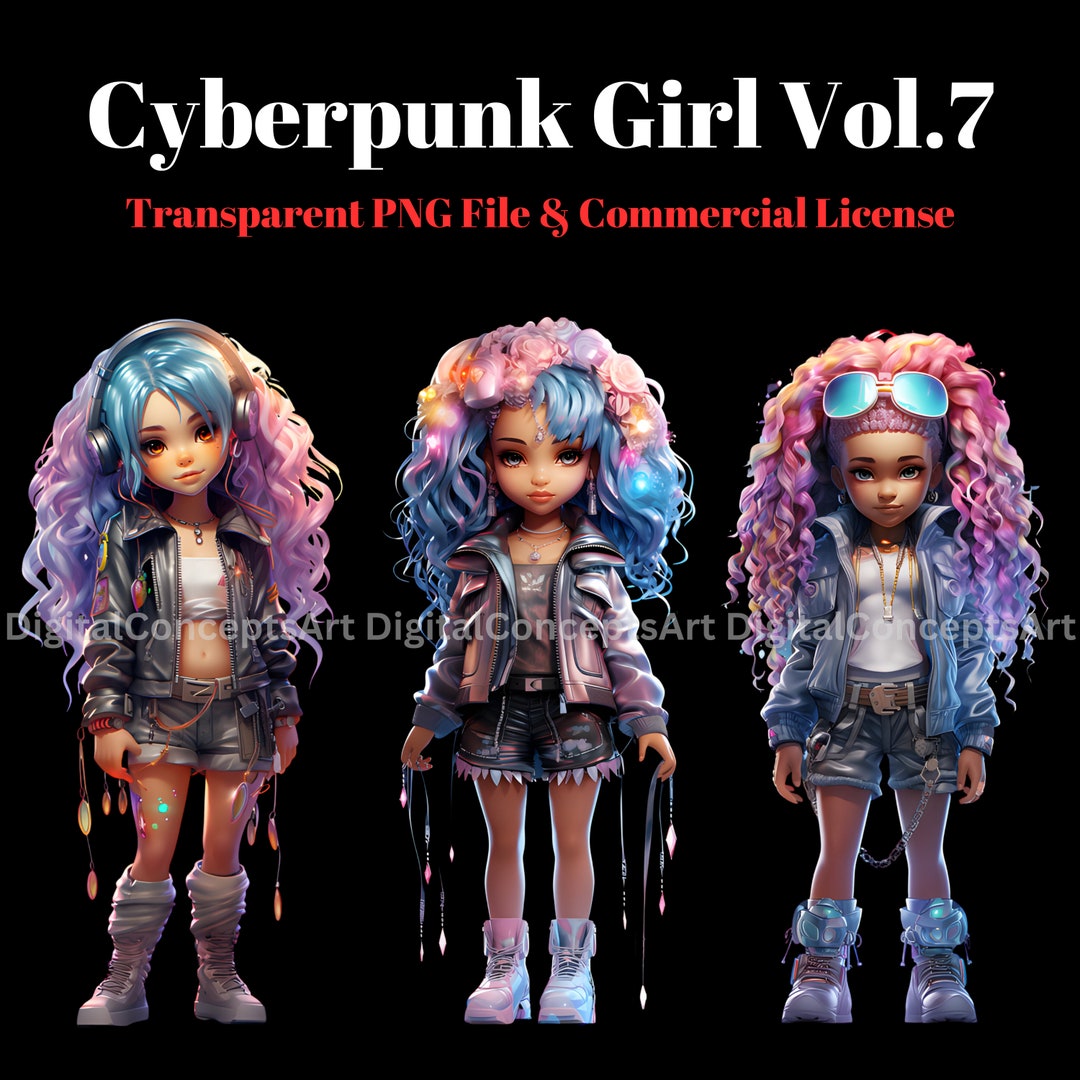 Cyberpunk Chibi Girl Clipart Dreadlock Hip Hop Chibi Girl Clipart ...